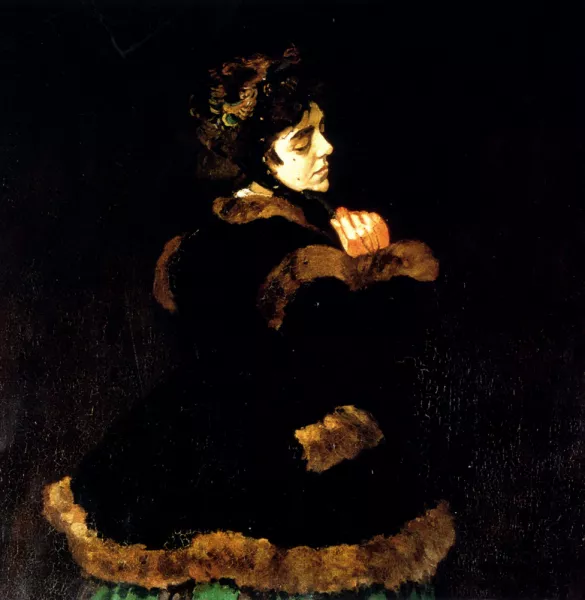 Claude Monet Woman in a Green Dress Detail Oil Painting ...